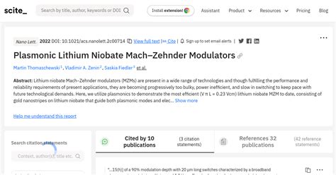 Plasmonic Lithium Niobate Machzehnder Modulators Scite Report