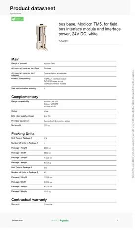 Schneider Tm5acbn1 Bus Base Modicon Tm5 For Field Bus Interface