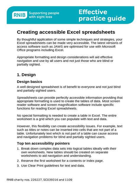 Creating Accessible Excel Spreadsheets Pdf Spreadsheet Microsoft Excel
