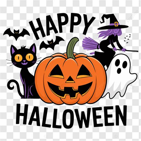 호박 검은 고양이 마녀와 유령과 함께 해피 할로윈 할로윈 호박 검은 고양이 Png 일러스트 및 이미지 에 대한 무료 다운로드 Pngtree