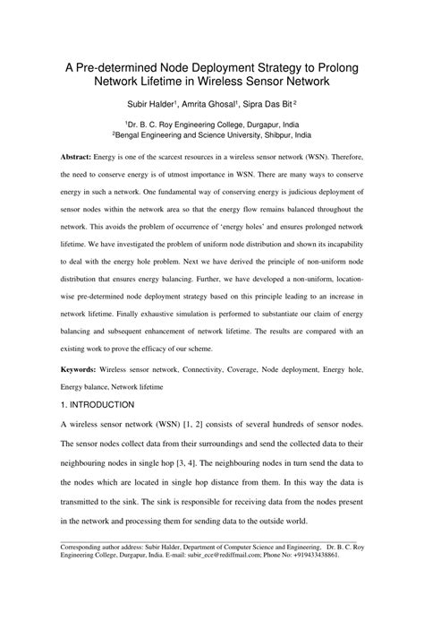 Pdf A Pre Determined Node Deployment Strategy To Prolong Network