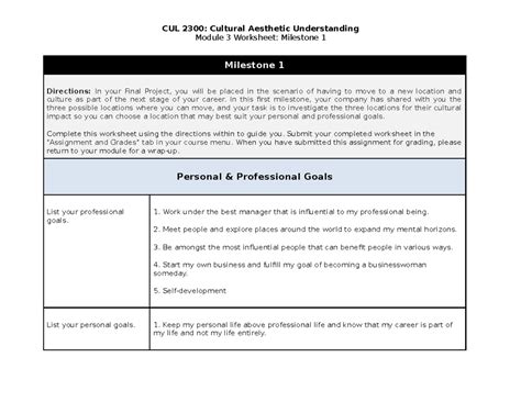 Cul2300 Milestone 1 Worksheet Arbina Shaikh Module 3 Worksheet