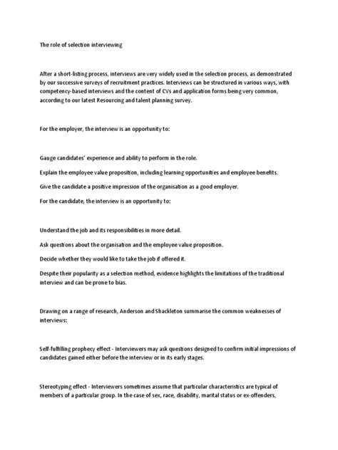 The Role Of Selection Interviewing Download Free Pdf Industrial And