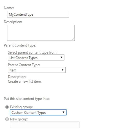 Create A Content Type In SharePoint