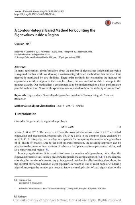 A Contour Integral Based Method For Counting The Eigenvalues Inside A