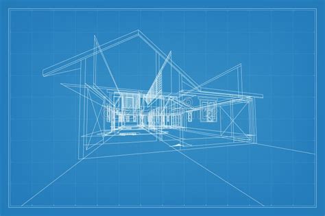 3d Render Of Building Wireframe Structure Perspective Wireframe Of