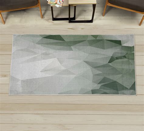 Ombre Decorative Rug Fractal Mosaic Form Simplistic Abstract Triangles