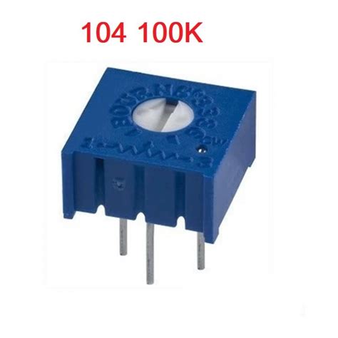 3386 104 100K Ohm Potentiometer 100K 1 2W 3 Pin Leads Square Shape 104 Potentiometer Top