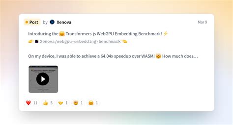 Xenova On Hugging Face Introducing The 🤗 Transformers Js Webgpu Embedding Benchmark ⚡️ 👉…