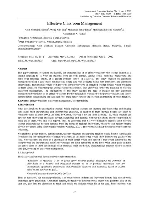 pdf effective classroom management