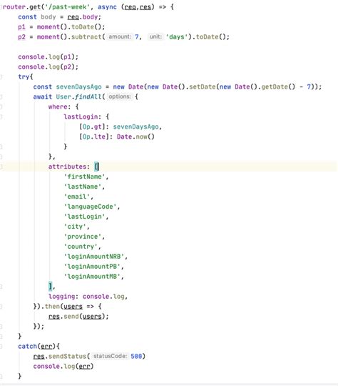 Mysqlsequelizenodej I Keep Getting Internal Server Error Trying To Run This Query R