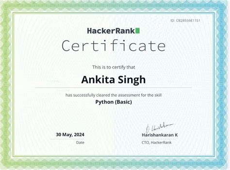 Ankita Singh On Linkedin Pythoncertification Hackerrank Programming
