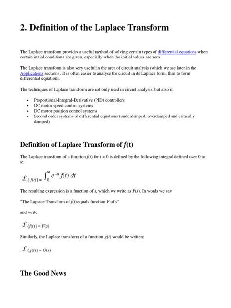 Laplace Transform Pdf Laplace Transform Complex Number