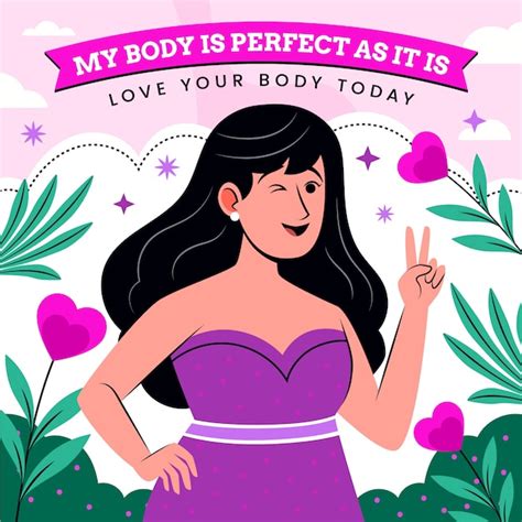 손으로 그린 신체 긍정적 인 그림 프리미엄 벡터