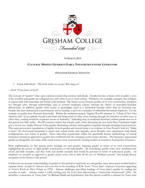 Modernist Poetry Sexuality And Gender