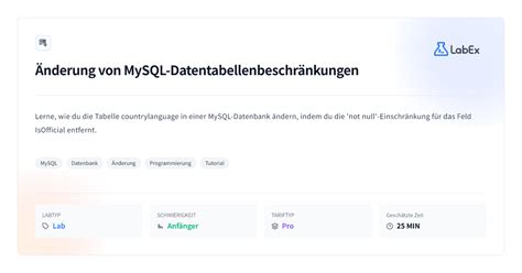 Änderung Von Mysql Datenbanken Programmier Tutorial Labex