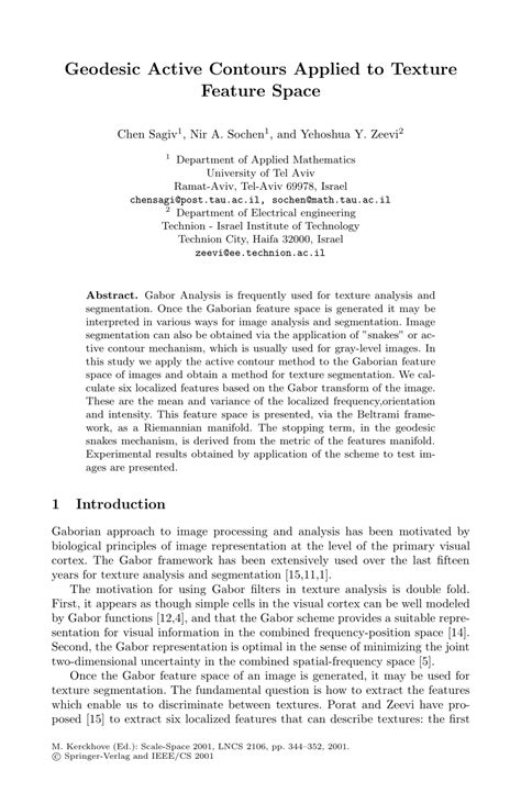 Pdf Geodesic Active Contours Applied To Texture Feature Space