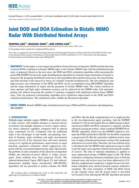 Pdf Joint Dod And Doa Estimation In Bistatic Mimo Radar With