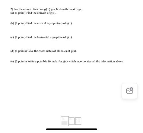 solved 2 for the rational function g x graphed on the next
