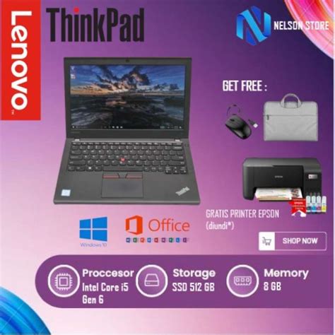Promo LAPTOP LENOVO X260 INTEL CORE I5 GEN 6 RAM 16GB SSD 512GB BERGARNASI FREE HADIAH TAS