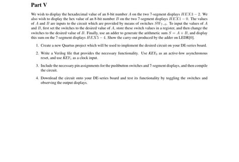 Part V We Wish To Display The Hexadecimal Value Of An