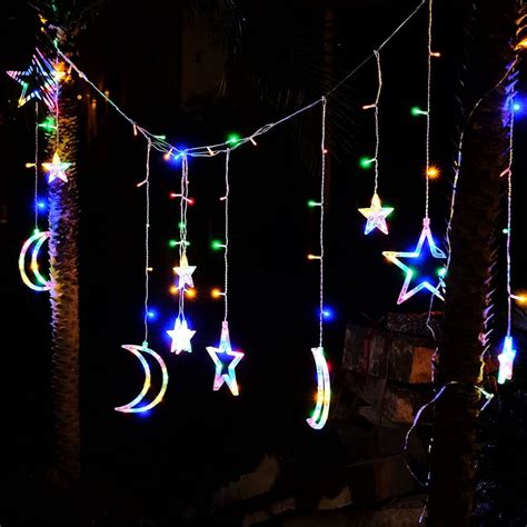 Nex Solar Star Moon Curtain Lights 2 Watt Blue Low Voltage Solar Led