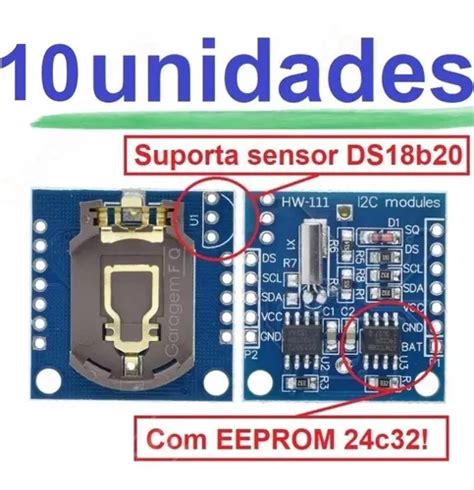 10x módulos rtc ds1307 eeprom 24c32 real time clock arduino mercadolivre