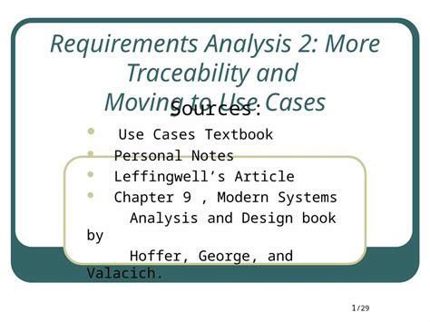 Ppt 1 29 Requirements Analysis 2 More Traceability And Moving To Use Cases Sources Use
