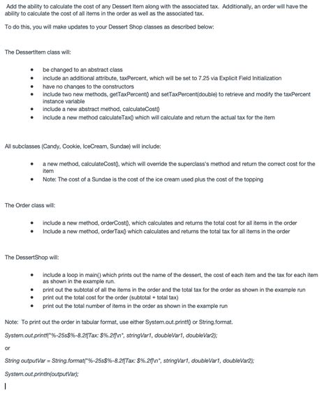 Solved Do the following: Create an abstract Java | Chegg.com