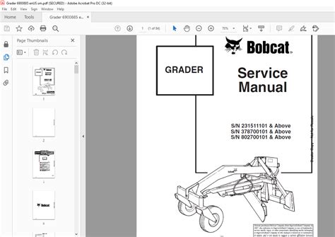 Bobcat GRADER Service Manual 6900885 6 12 PDF DOWNLOAD