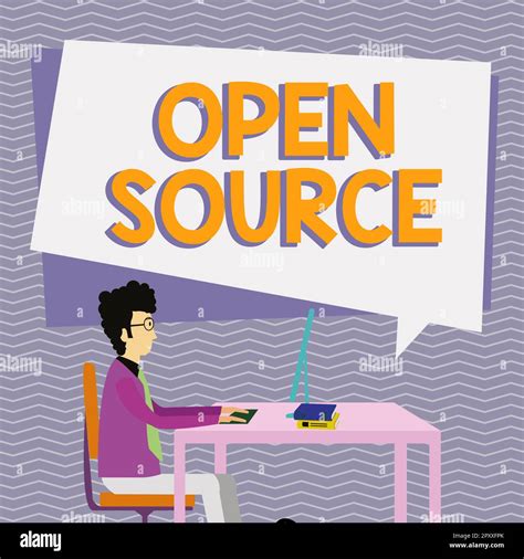Hand Writing Sign Open Source Word Written On Denoting Software Which