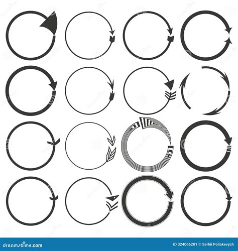 Circular Arrow Icons Cycle And Loop Symbols Black And White Vector Repetitive Motion Design