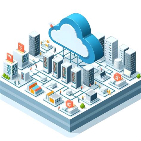 Premium Photo 3d Flat Icon As Cloud Computing Infrastructure With Data Centers And Servers