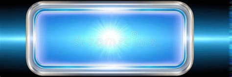 Bright Blue Rectangular Light Effect With Glowing Edges On A Dark