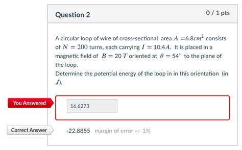 solved question 2 0 1 pts a circular loop of wire of