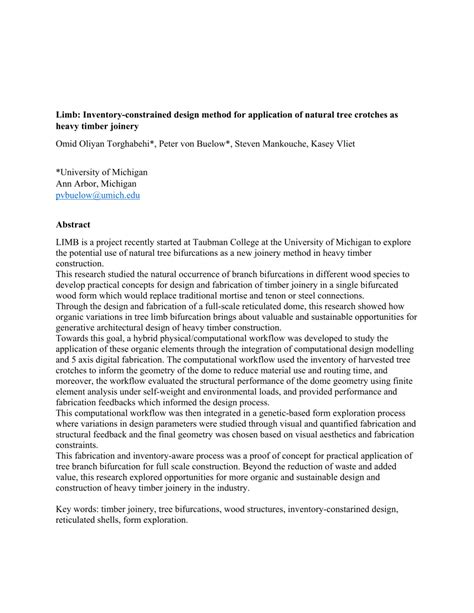 Pdf Limb Inventory Constrained Design Method For Application Of Natural Tree Crotches As