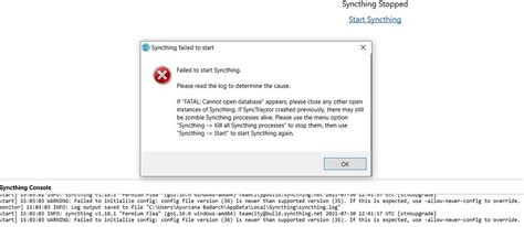 failed to start syncthing support syncthing community forum