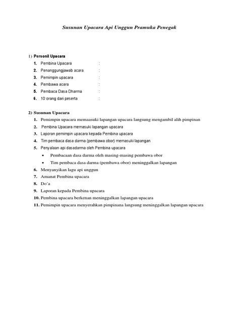 Susunan Upacara Api Unggun Pramuka Penegak Pdf