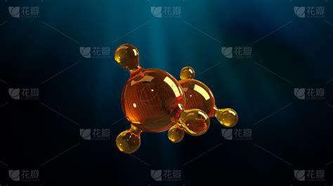 玻璃分子模型的3d渲染图。分子的石油。结构模型电机油或气的概念