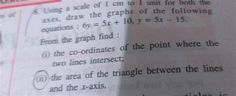 scale of 1 cm to 1 unit both the raphs of the following axes draw the