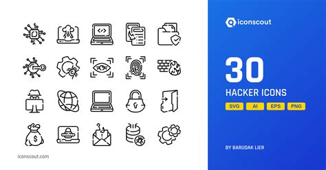 hacker icon pack 30 line crime and security icons svg png ico available