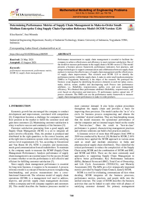 pdf determining performance metrics of supply chain management in