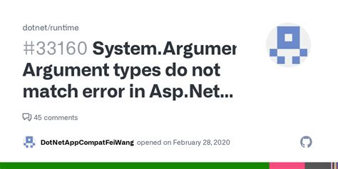 Systemargumentexception Argument Types Do Not Match Error In Aspnet