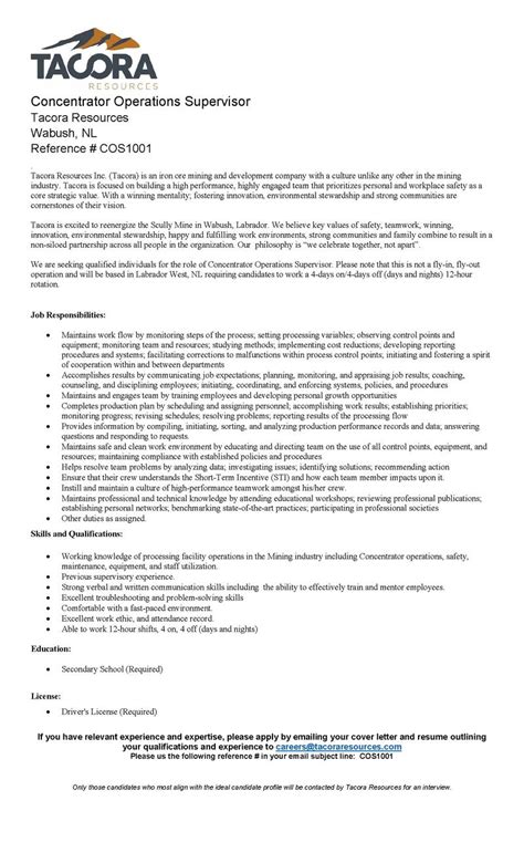 Tacora Resources Inc On Linkedin We Have An Exciting Career Opportunity At Tacora Resources