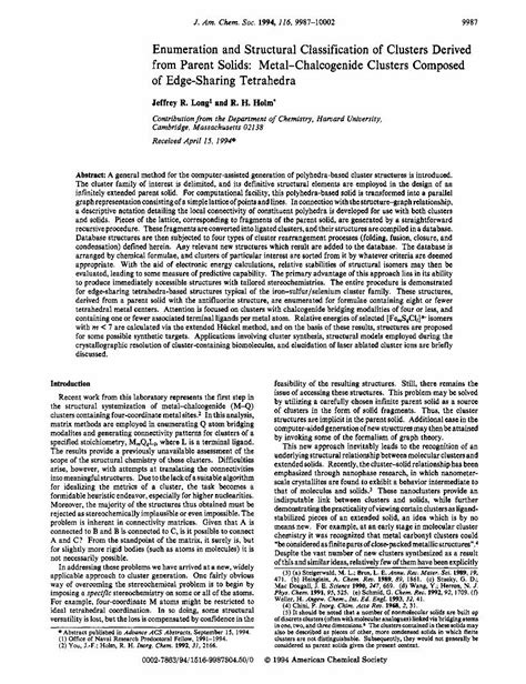 Pdf Enumeration And Structural Classification Of Clusters Alchemy