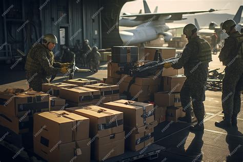 Premium Ai Image Weapon Delivery Unloading Ammunition Boxes Generative Ai
