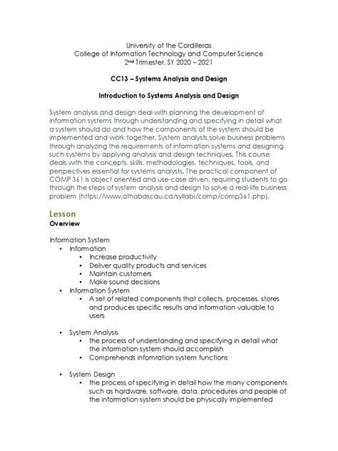 lesson cc13 systems analysis and design introduction to systems