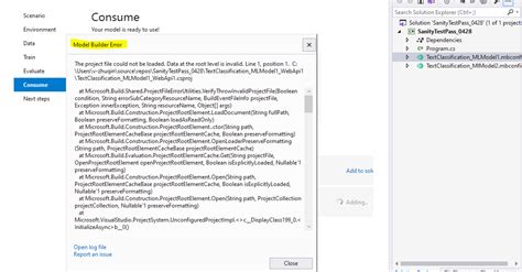 Model Builder Error The Project File Could Not Be Loaded When Want To Add Web Api Sample