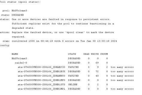 Zfs Z2 Array Is Faulted And Degraded What Is The Difference Raid Openmediavault