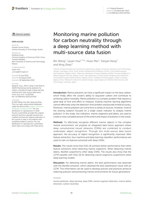 Pdf Monitoring Marine Pollution For Carbon Neutrality Through A Deep Learning Method With